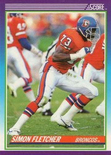 #173 Simon Fletcher - Denver Broncos - 1990 Score Football – Isolated Cards